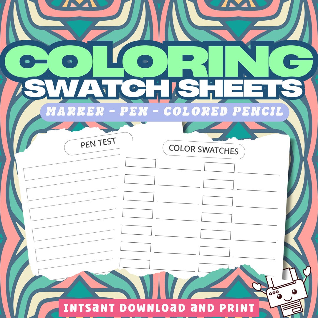 Coloring Swatch Sheets: Marker, Pen, Pencil (digital Download) - Etsy