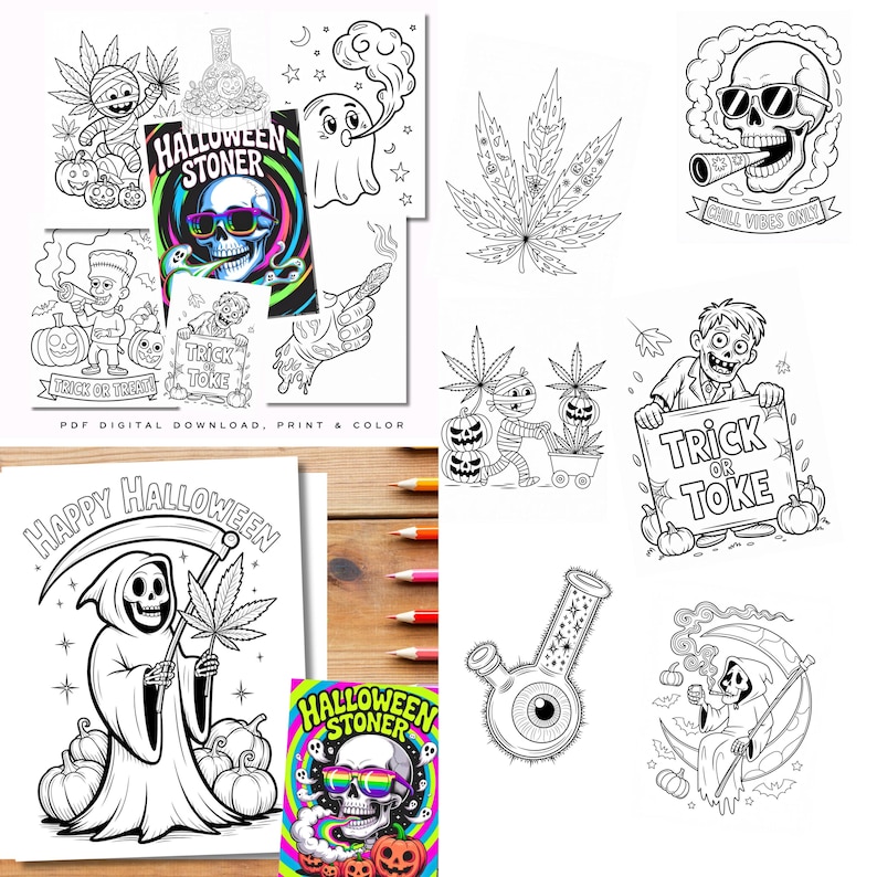 420 Spooky Stoner and Serial Killer Coloring Book Bundle | 200 Pages ...