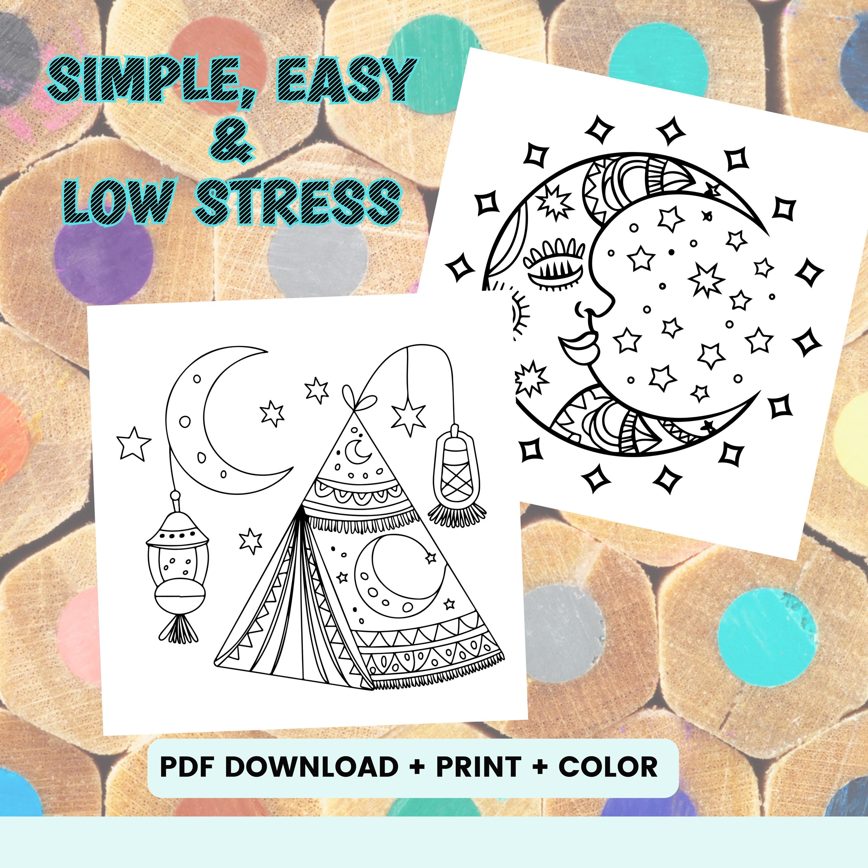 Bold and Easy, Boho Chic Moon and Stars Coloring Book | Digital ...