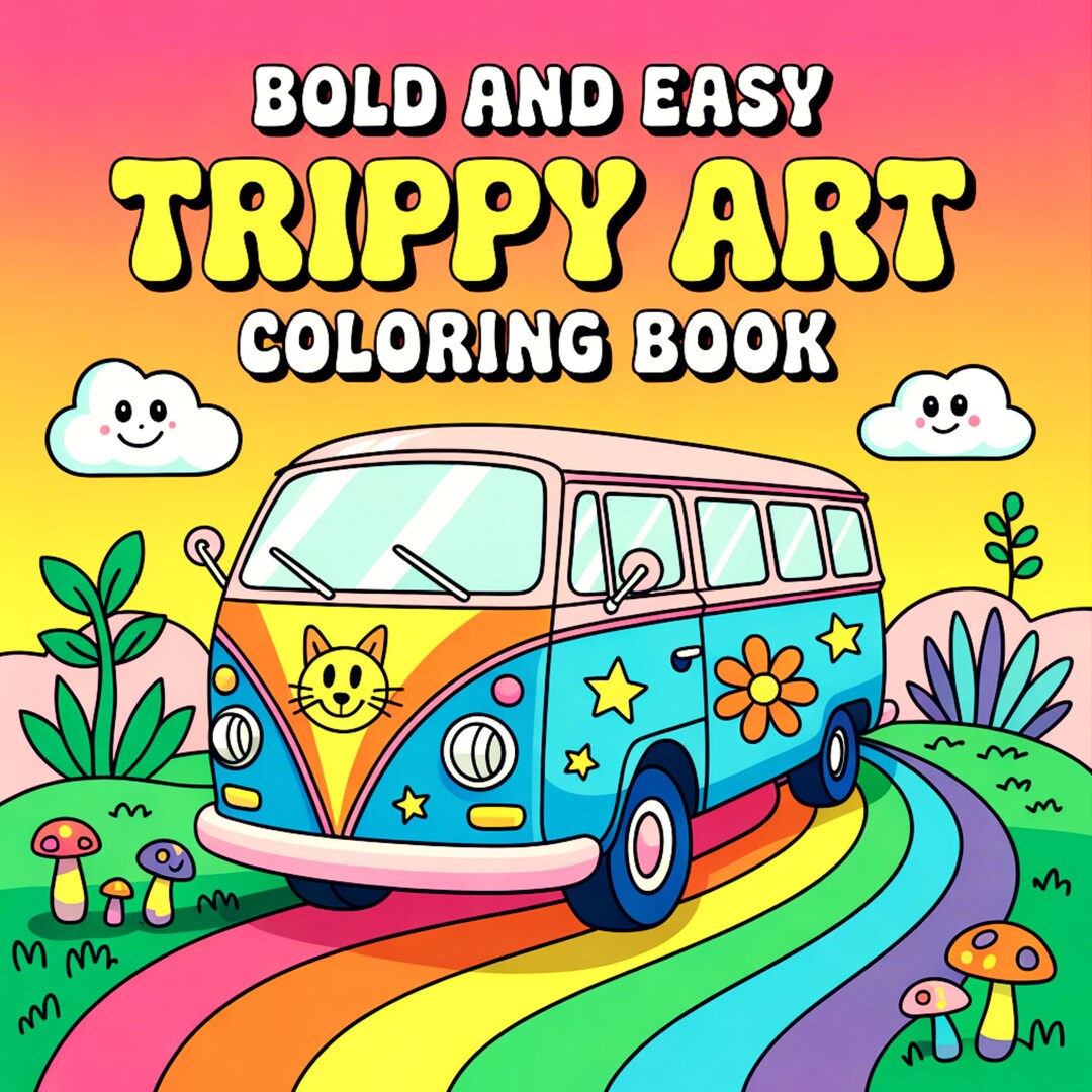 Trippy Art, Bold and Easy Groovy Stoner Coloring Book | PDF Download ...