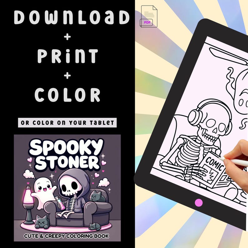 Stoner Spooky Halloween | Adult Coloring Book | PDF | Download, Print ...