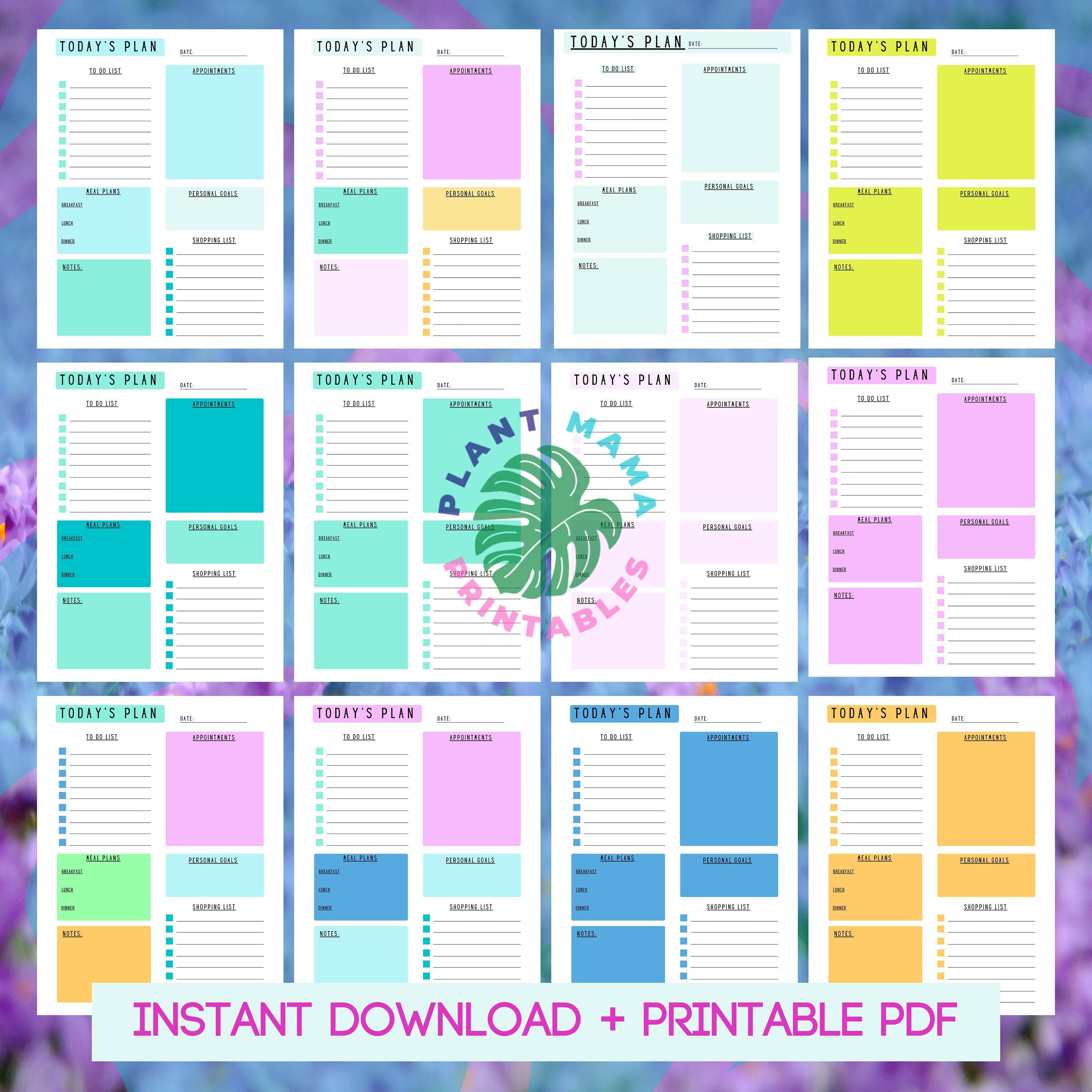 Colorful Daily Planner Printable – ADHD Friendly, Simple PDF (instant ...