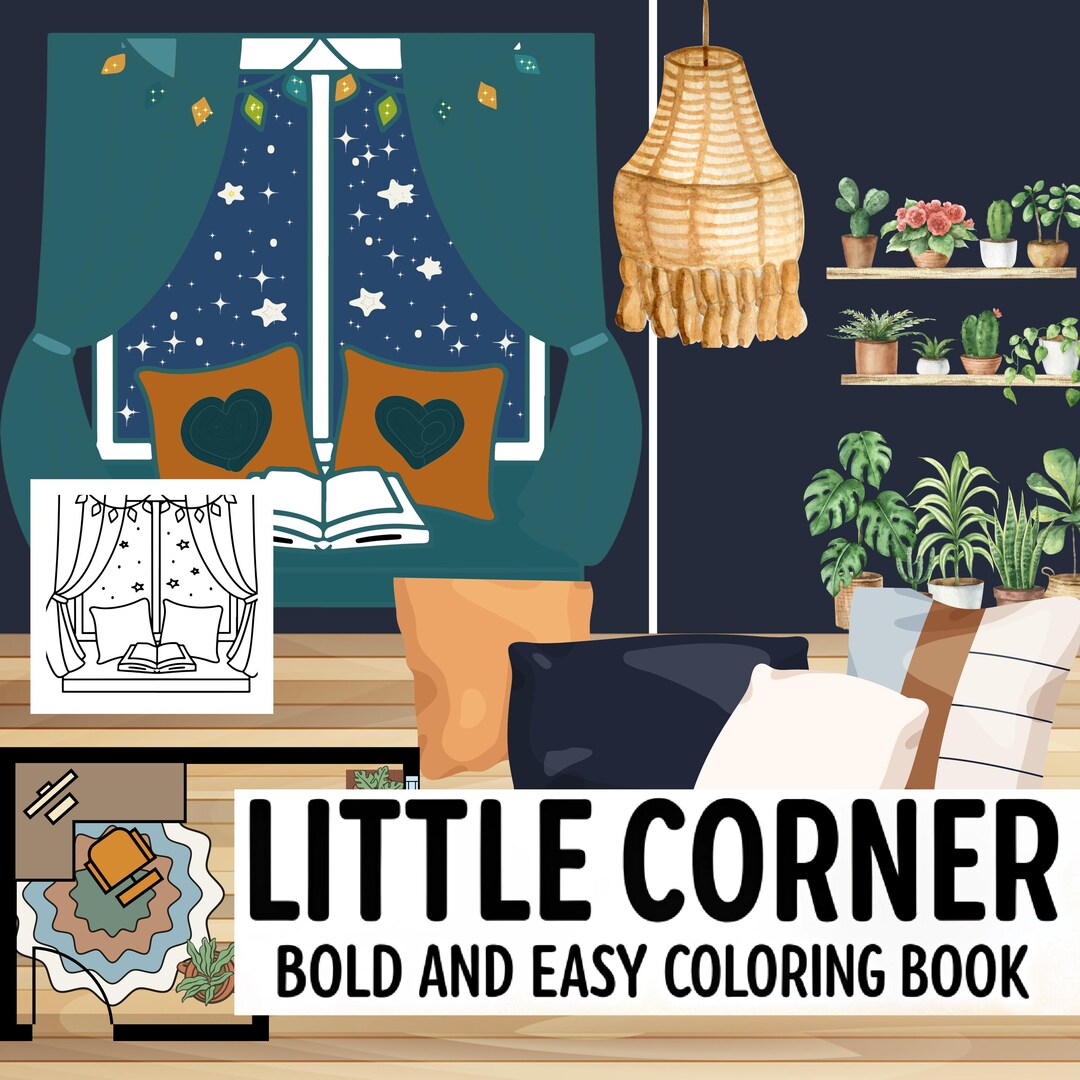 Little Corner Coloring Book, Bold Easy Designs (PDF Download) - Etsy