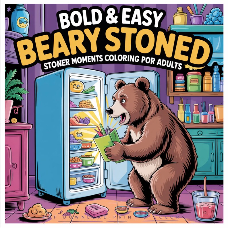 Beary Stoned Coloring Pages for Adults | Easy Print (PDF) - Etsy Australia