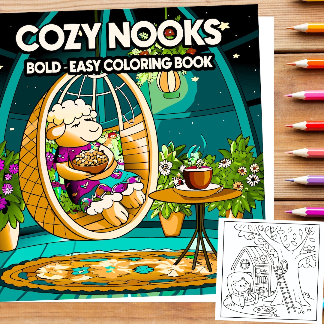 Cozy Nooks, Bold and Easy Adult Coloring Pages | +50 Pages | Sun, Surf ...