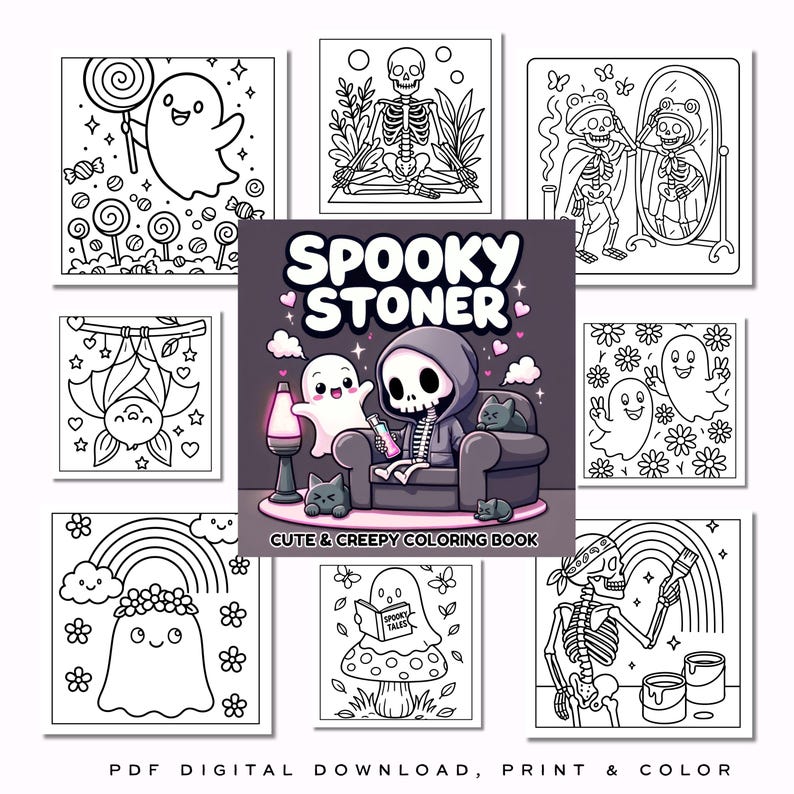 Stoner Spooky Halloween | Adult Coloring Book | PDF | Download, Print ...