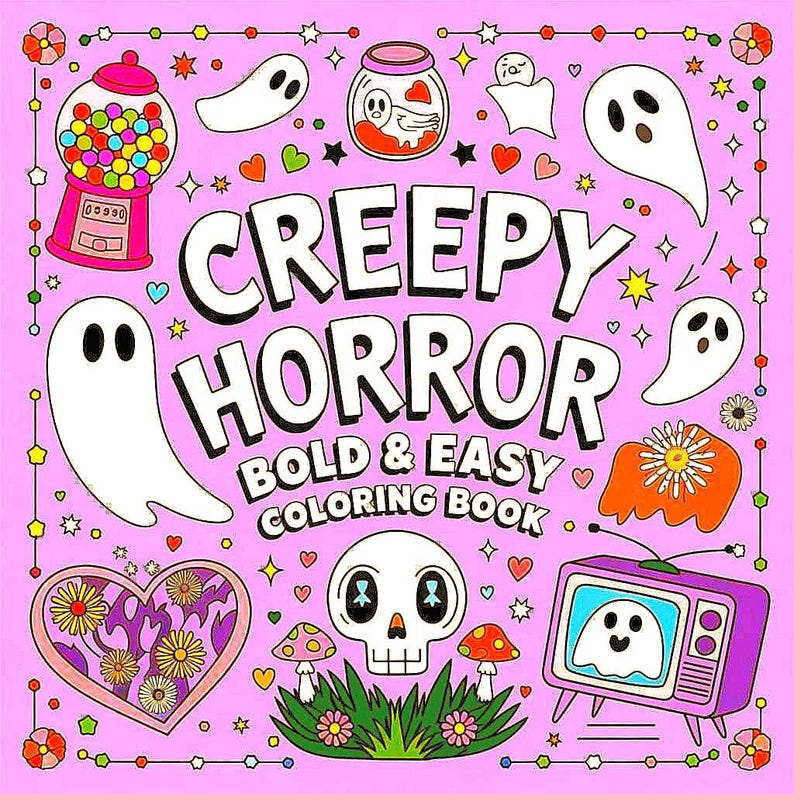 Creepy Horror Coloring Book, Bold and Easy (PDF Download) - Etsy