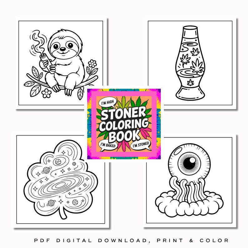 Stoner Girl Coloring Book: Bold & Easy Adult Relaxation (PDF ...