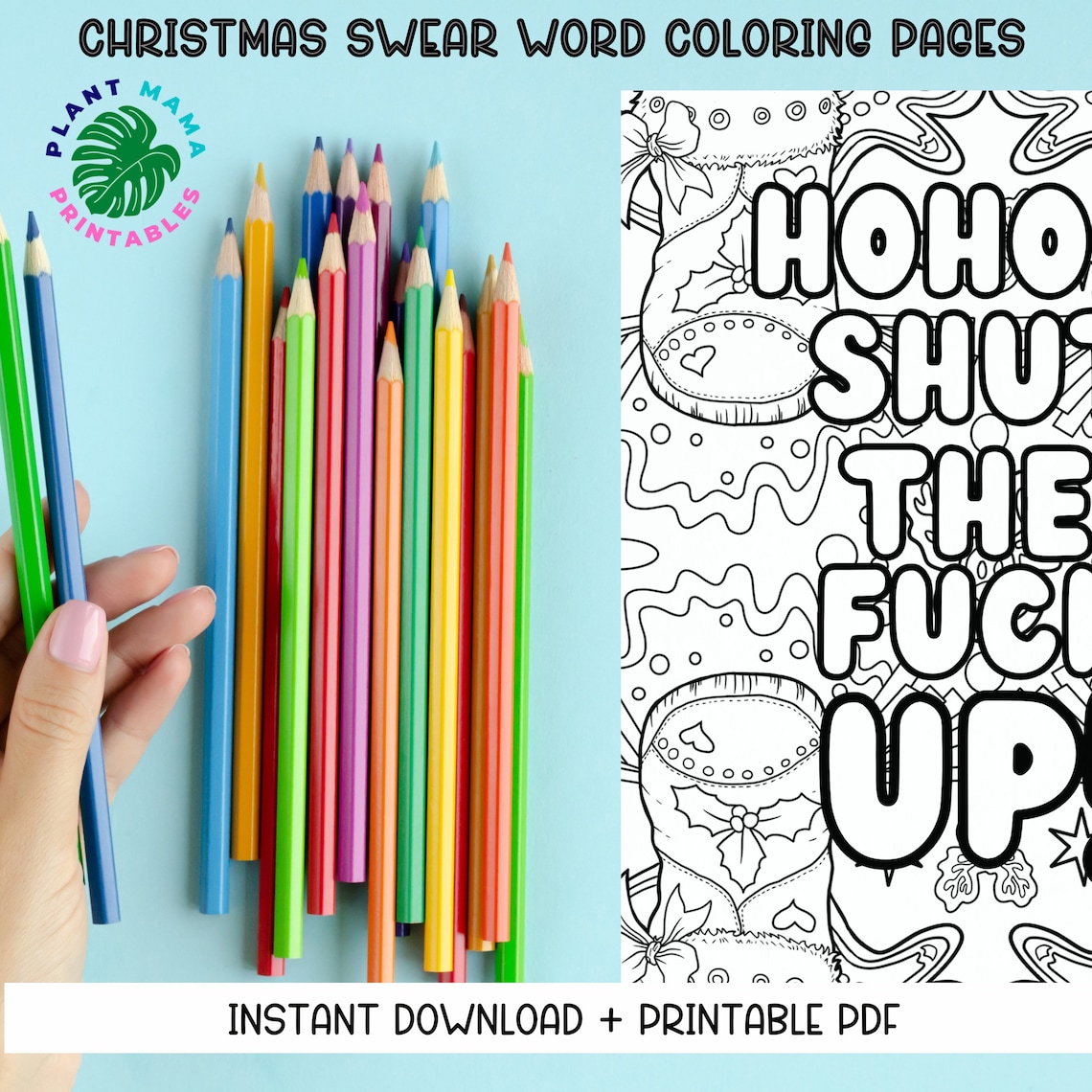 Christmas Swear Word Coloring Pages, Adult Coloring Book (digital ...
