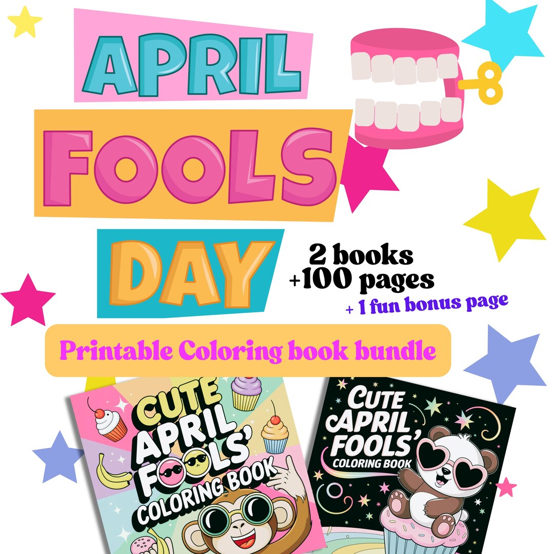 April Fools' Day Coloring Book, Cute Pranks (PDF Download) - Etsy