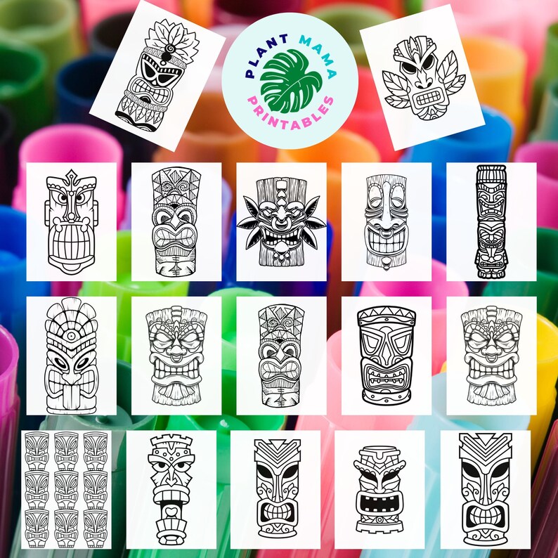 Hawaiian Tiki Mask Coloring Book/coloring Pages Adult - Etsy