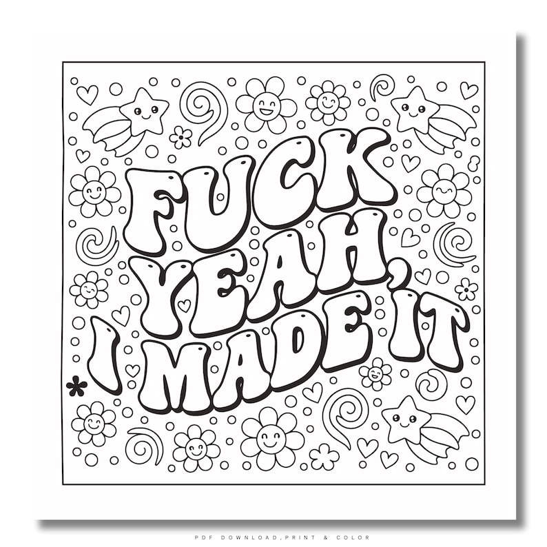 Snarky Swear Word Coloring Book | Easy Print, 60 Pages (PDF) - Etsy