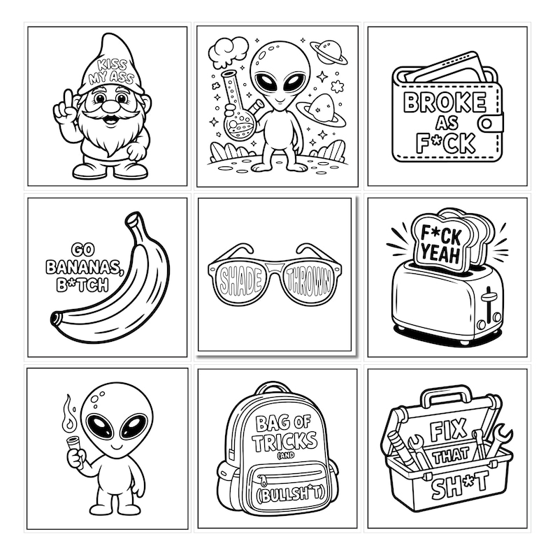 Naughty Swear Word, Bold and Easy Adult Coloring Book | PDF, Download ...