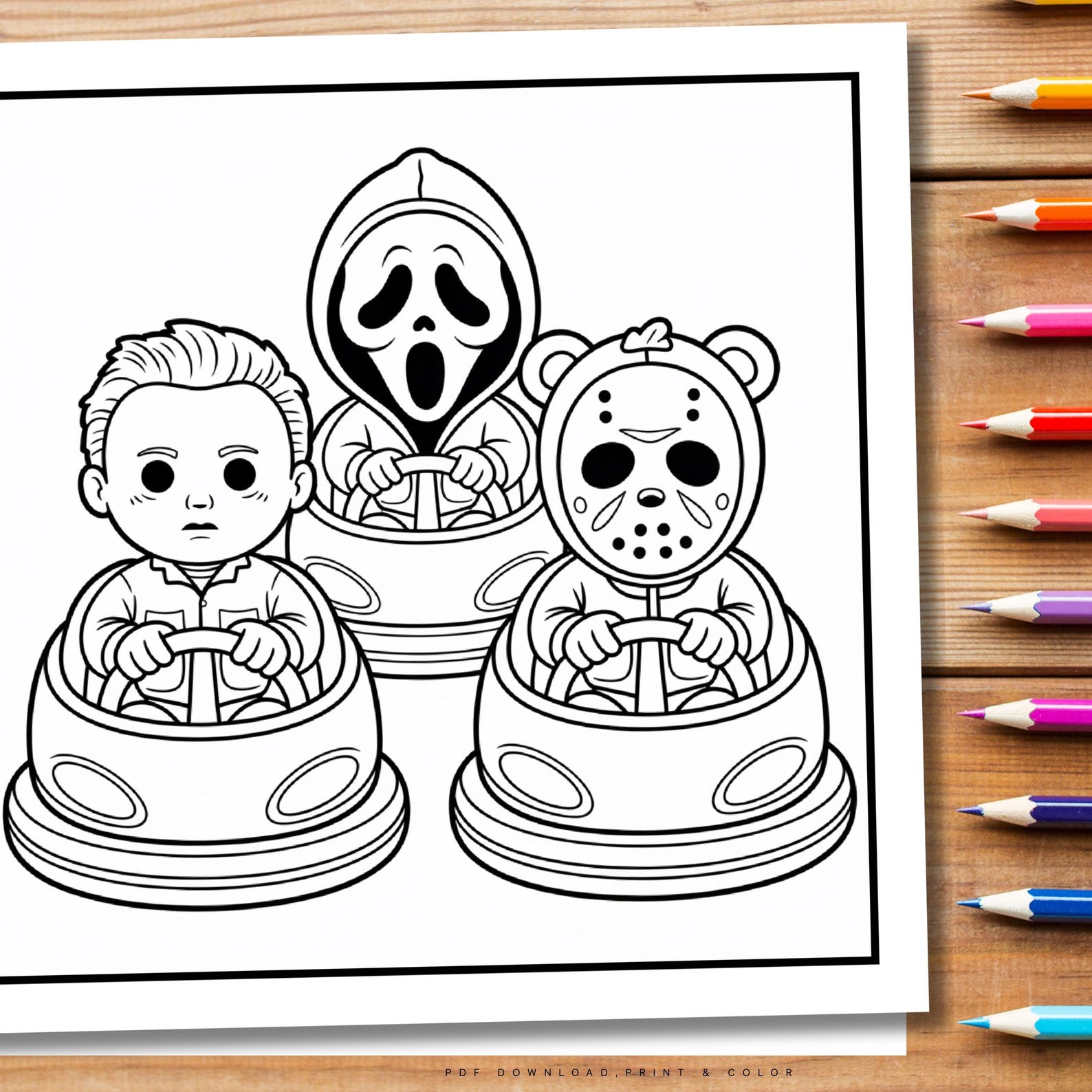 Cute Serial Killers Coloring Book, Halloween Bold Designs (PDF ...