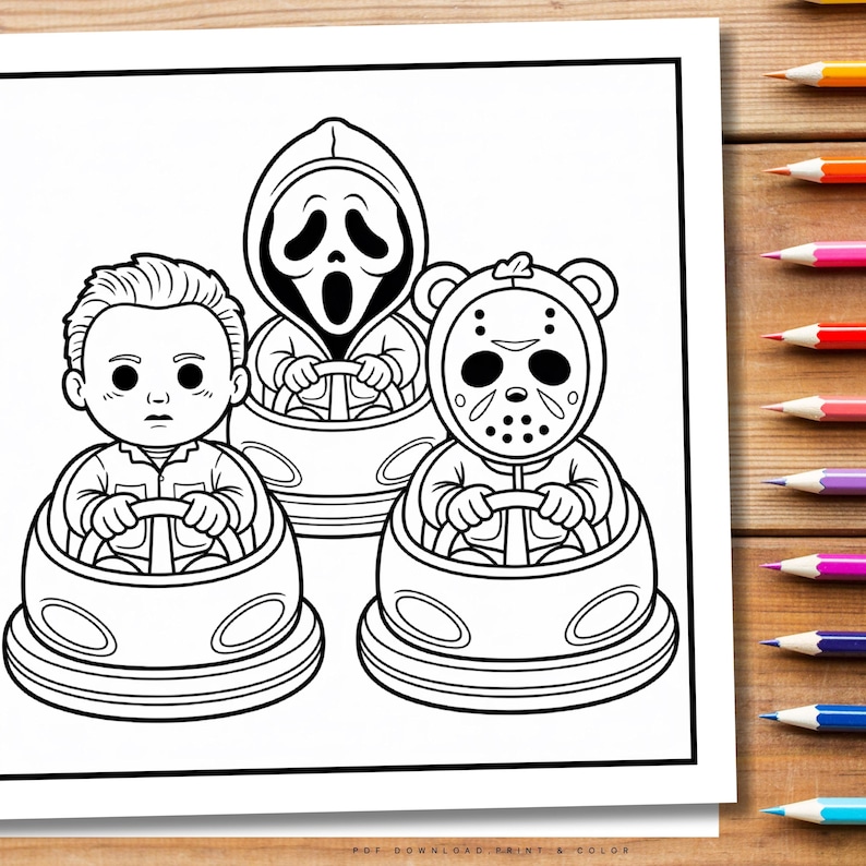 Cute Serial Killers Coloring Book, Halloween Bold Designs (PDF ...