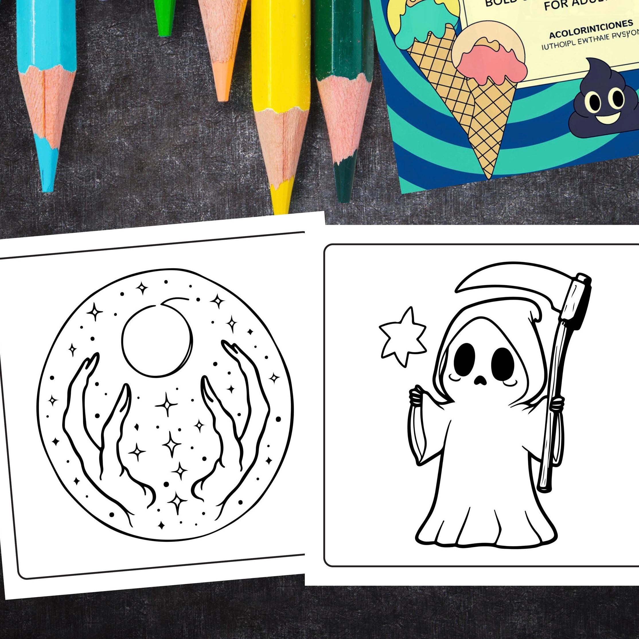 Bold and Easy, Cute and Creepy Kawaii Coloing Pages. Cutes Skulls ...