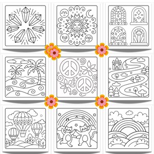 Trippy Groovy Coloring Book: Bold Easy Designs (PDF Download) - Etsy