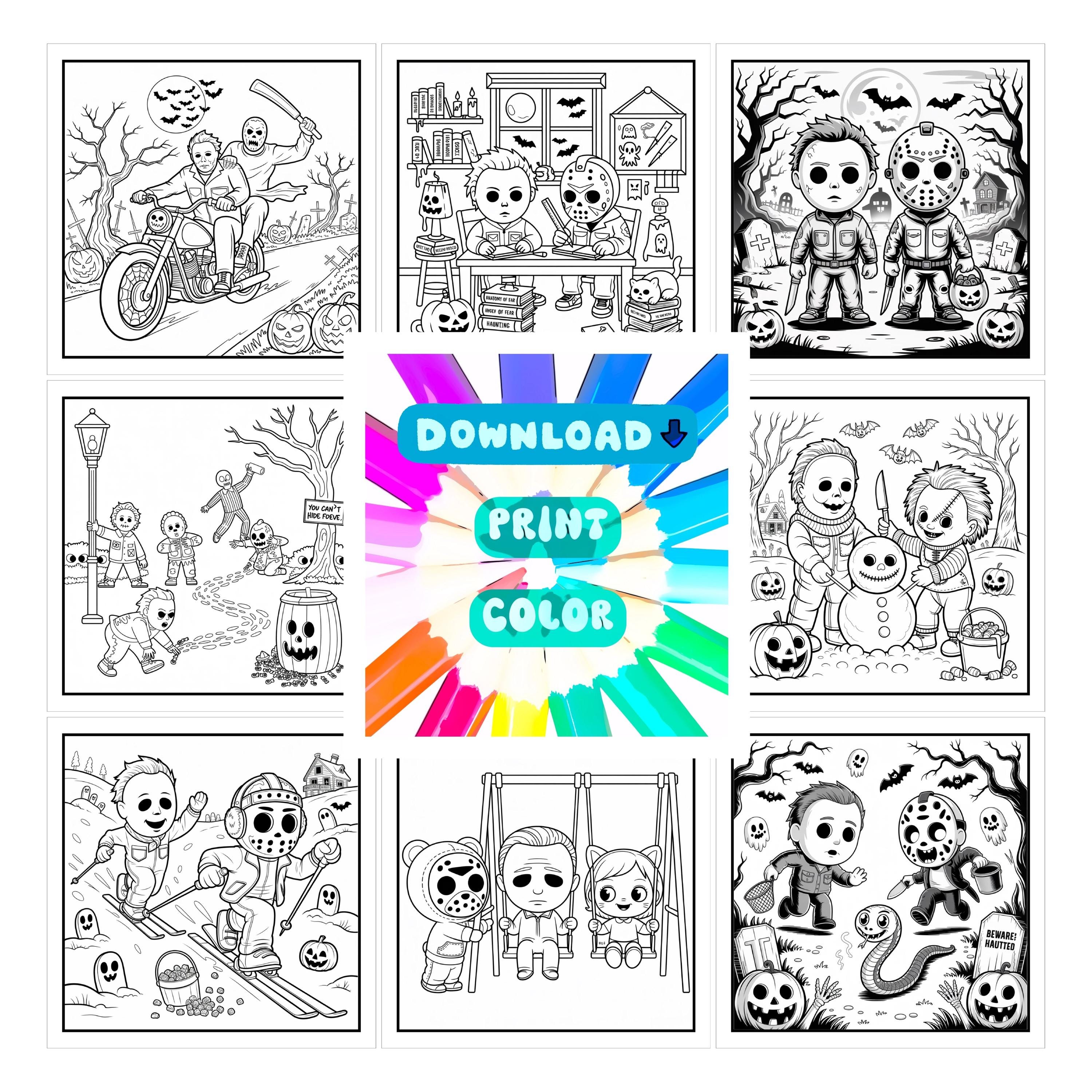 Cute Serial Killers Coloring Book, Halloween Bold Designs (PDF ...