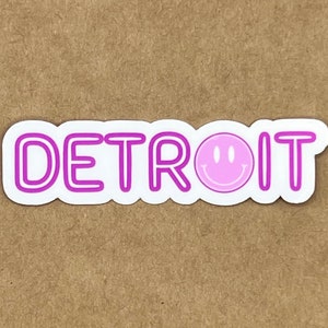 Detroit Sticker With Smiley Face 3 W Glossy Waterproof Decal Sticker - Etsy