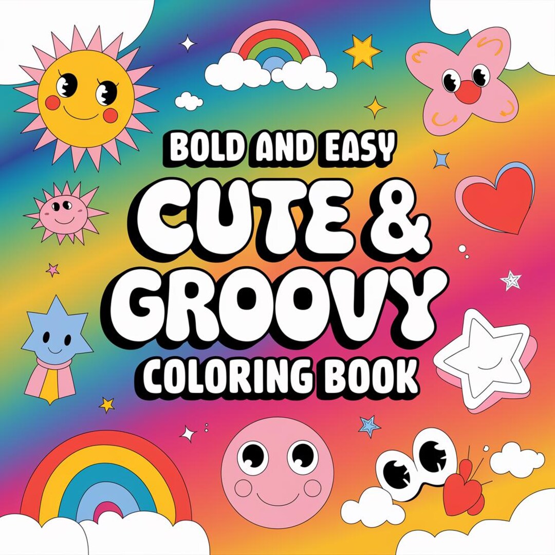 Groovy Coloring Book, Bold Easy Designs (PDF Digital Download) - Etsy