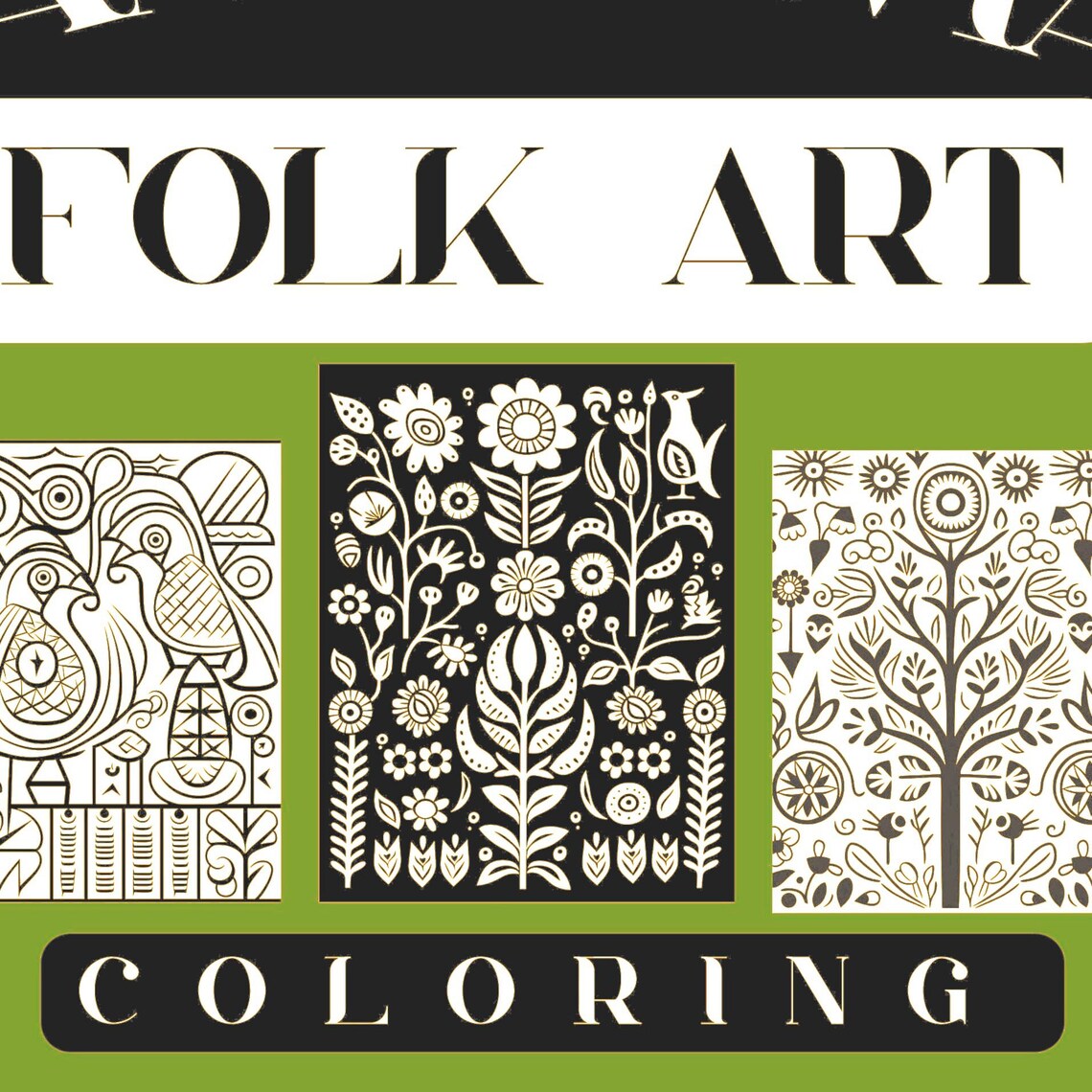 Scandinavian Folk Art Coloring Book. Boho Folk Art Coloring Pages. PDF ...