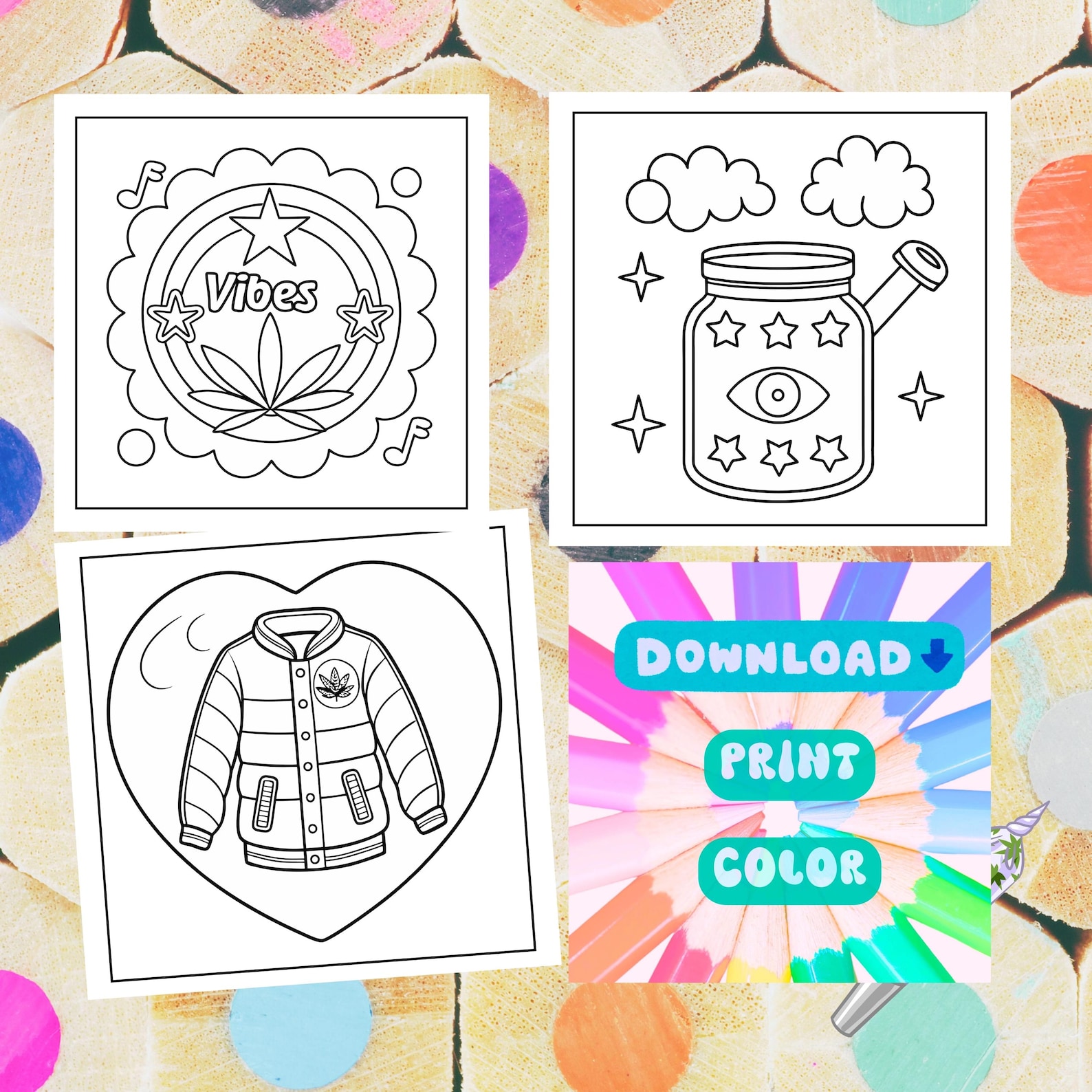Stoner Girl Coloring Book: Bold & Easy Designs (PDF Download) - Etsy