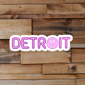 Detroit Sticker With Smiley Face 3 W Glossy Waterproof Decal Sticker - Etsy