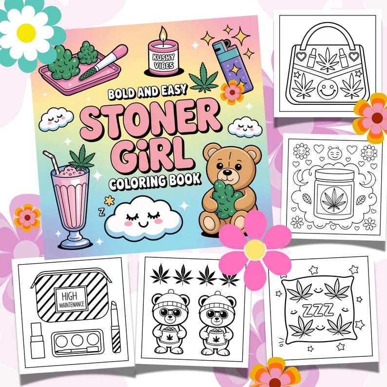 Bold and Easy Stoner Girl Coloring Book for Adults. 43 Pages. PDF ...