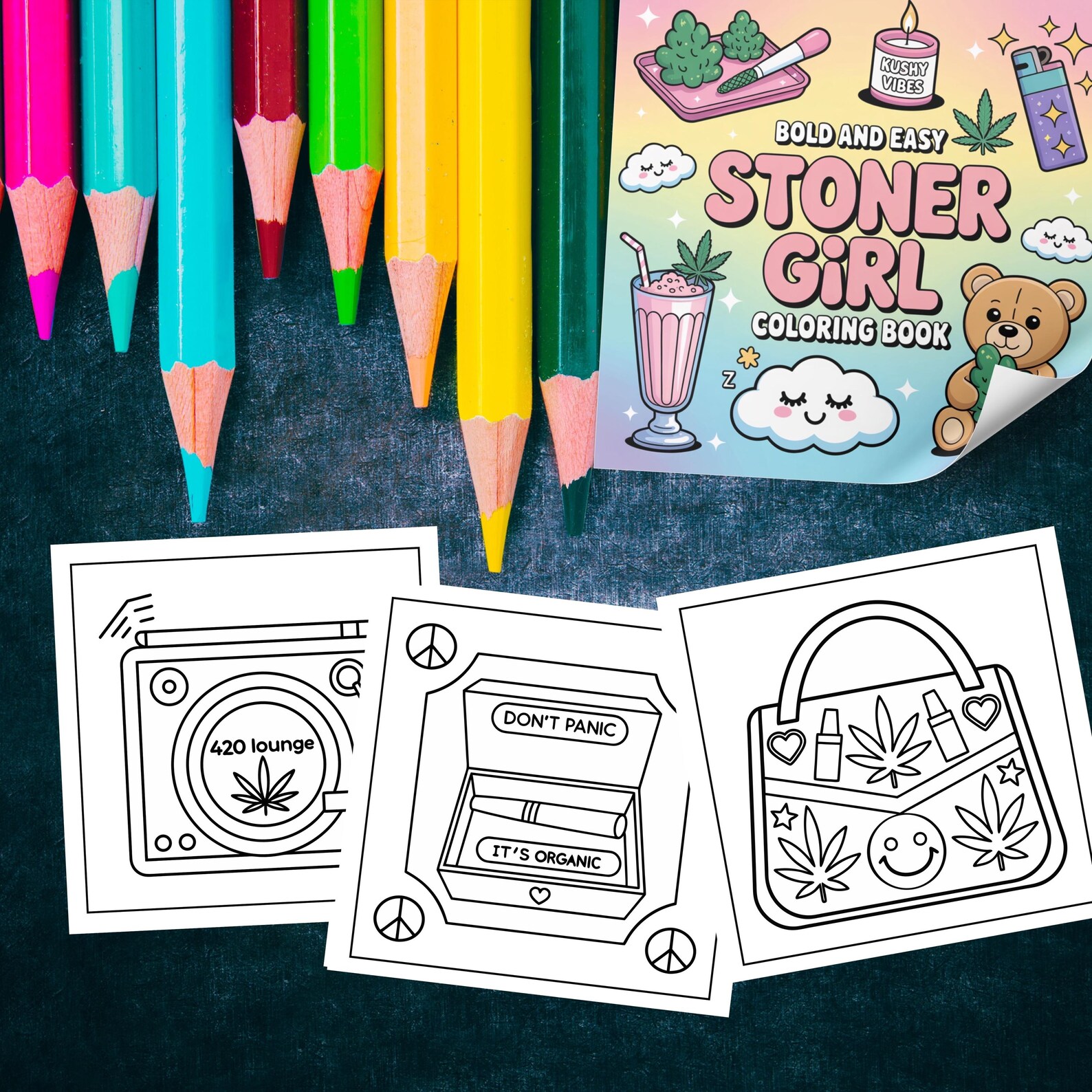 Bold and Easy Stoner Girl Coloring Book for Adults. 43 Pages. PDF ...