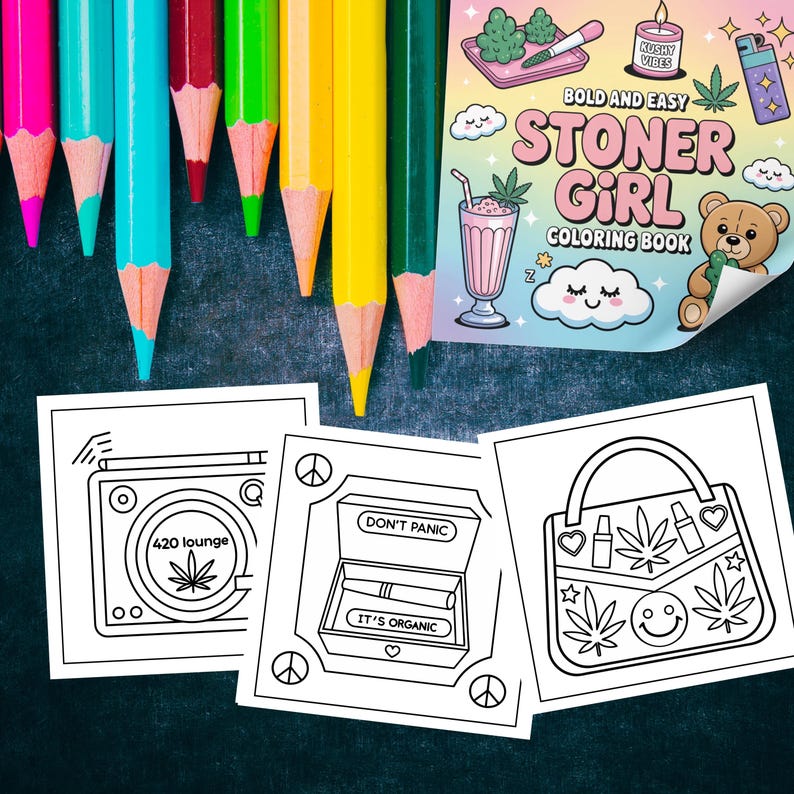 Stoner Girl Coloring Book: Bold & Easy Designs (PDF Download) - Etsy