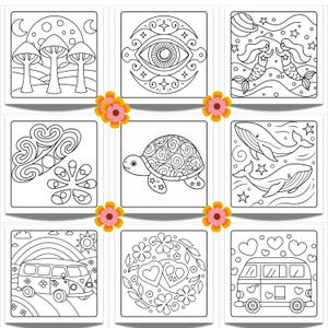 Trippy Groovy Coloring Book: Bold Easy Designs (PDF Download) - Etsy