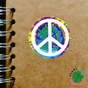 Tie Dye Peace Sign Sticker Glossy Waterproof Vinyl Sticker for Laptops ...