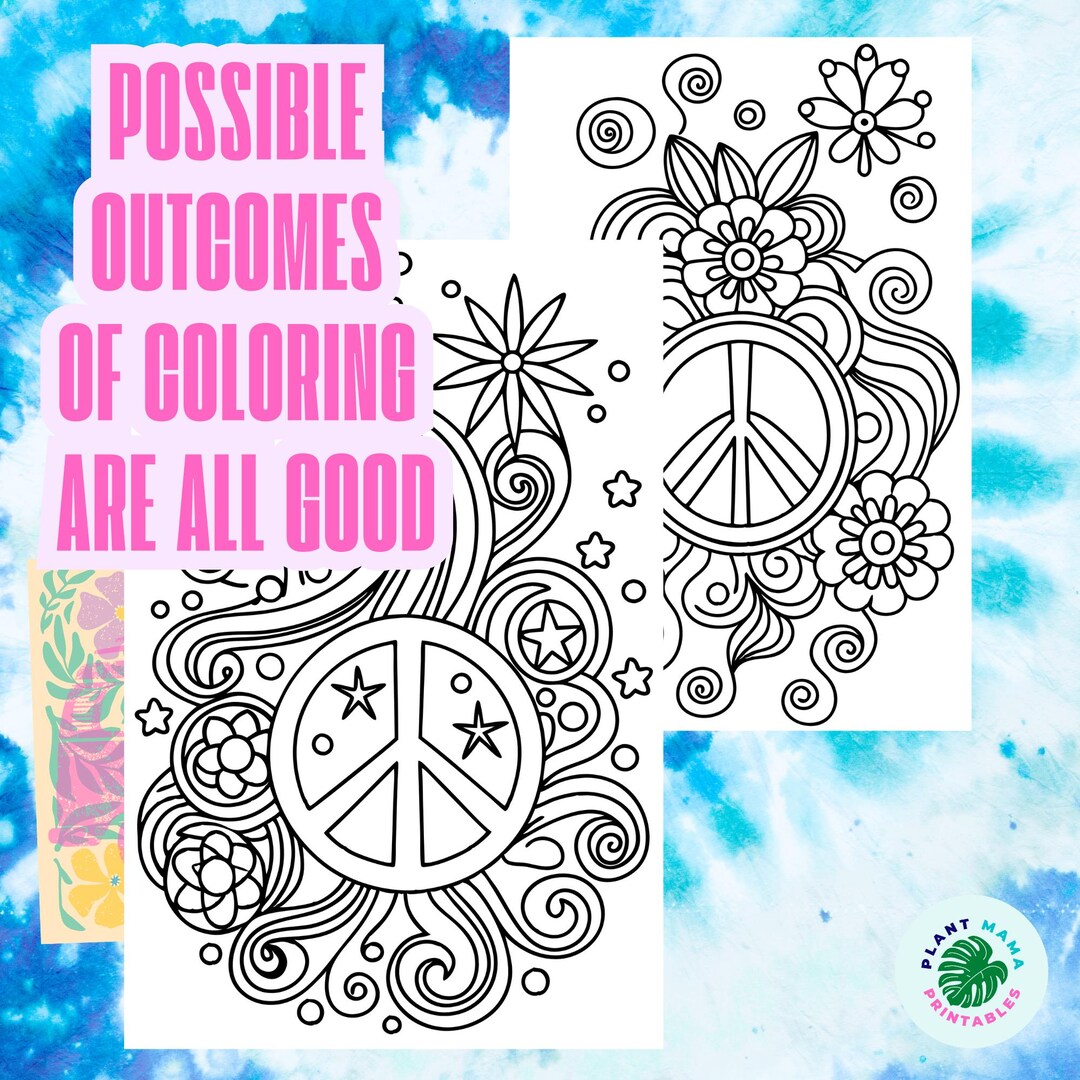 GROOVY Hippie Coloring Book for Adults. PDF Download, Print and Color ...