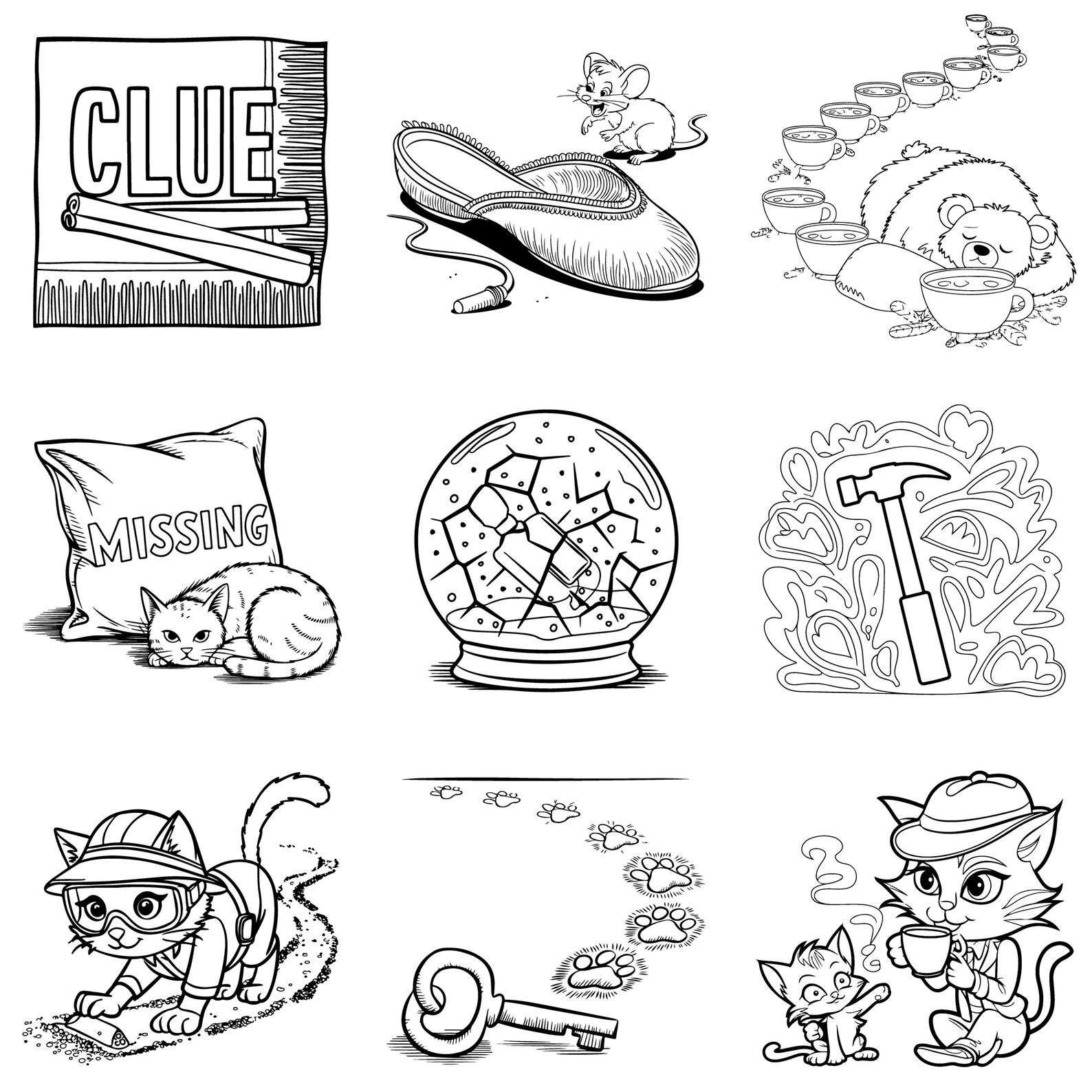 Cute Crime Scenes Coloring Book, Easy Designs (PDF Printable) - Etsy UK