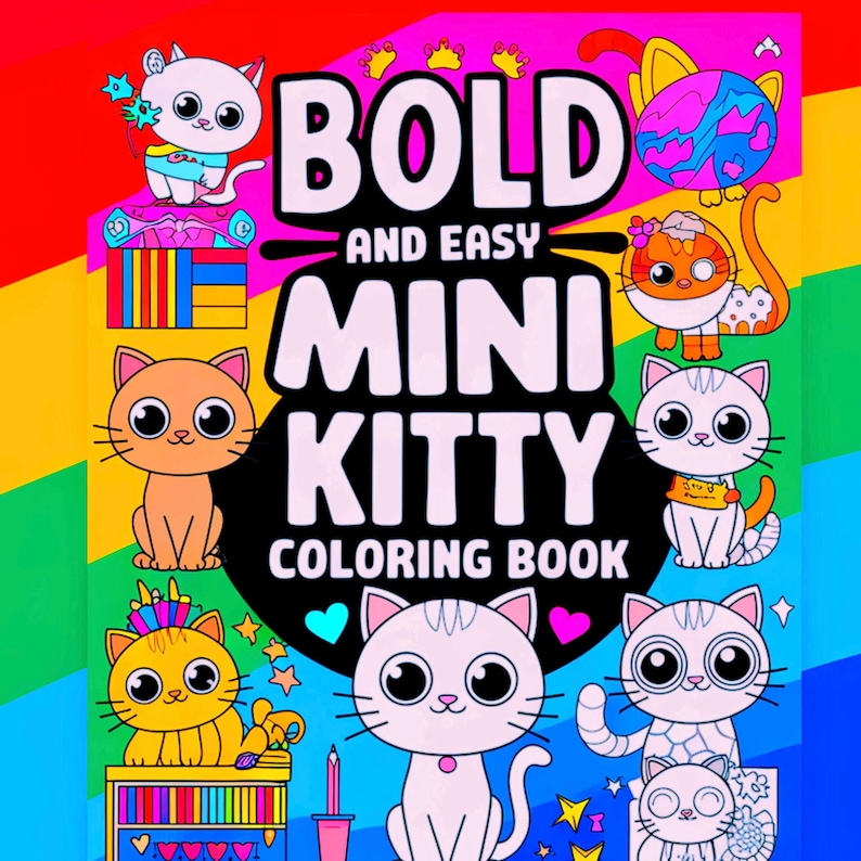 Mini Kitty Coloring Pages, Cute Cats, 89 Page PDF (digital Download) - Etsy