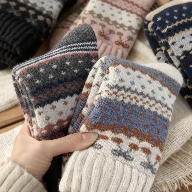 Fair Isle Soft Wool Socks - Etsy