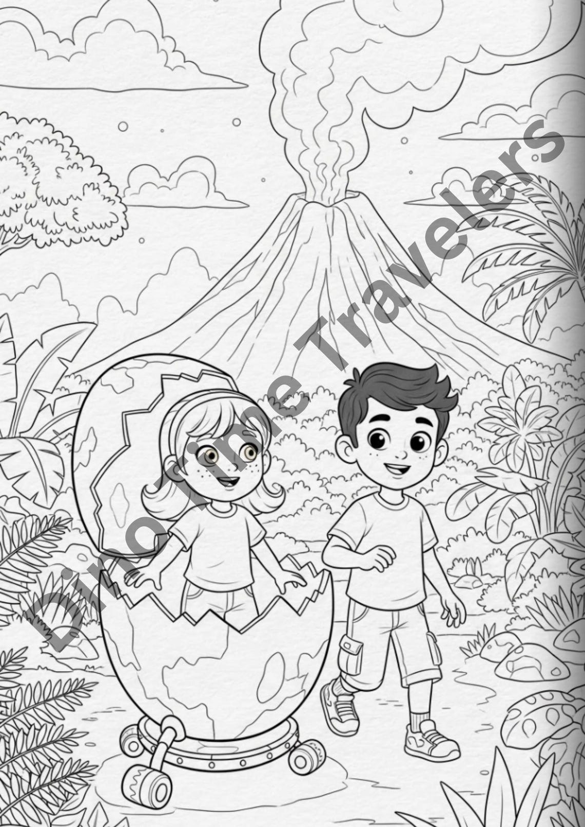 Dinosaur Time Travel Storybook | Kids Adventure & Coloring Ebook | Fun ...