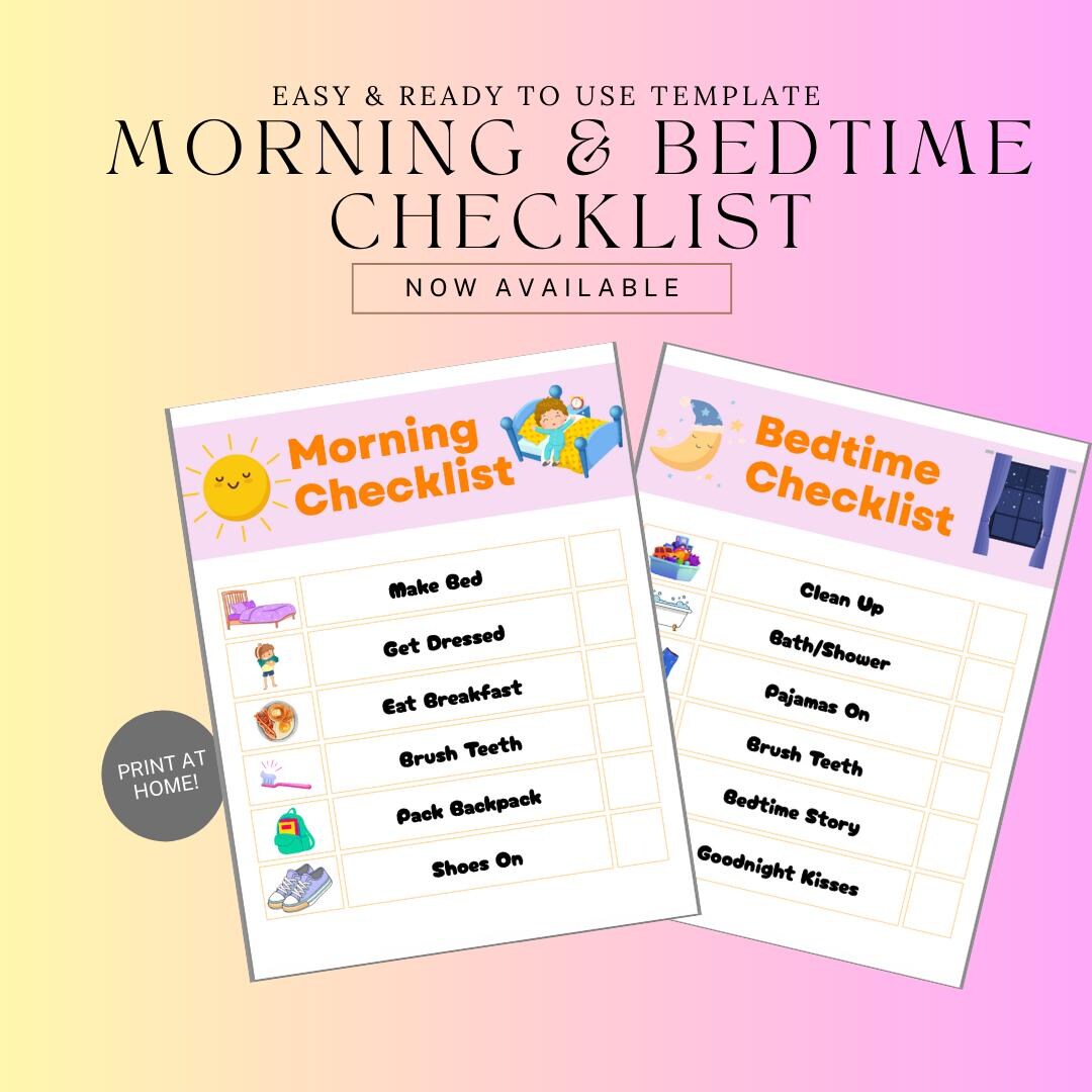 Morning and Bedtime Routine Chart Bundle/toddler Daily Routine ...