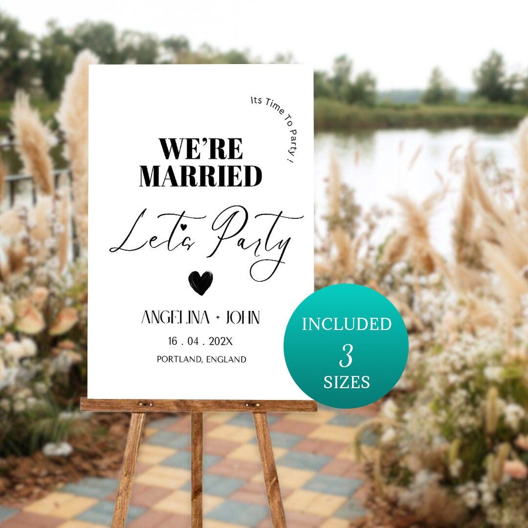 We're Married Let's Party Welcome Sign, Fun Editable Printable Template ...