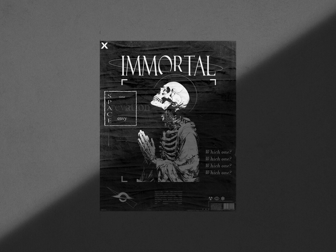Immortal Skeleton Poster | Black Brutalist Design - Etsy