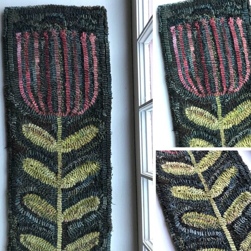Rug Hooking Pattern Old Fashioned Tall Tulip on Linen - Etsy