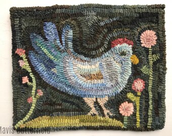 Rug Hooking Pattern Betty's Big Chicken on Linen or Paper | Etsy