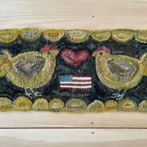Rug Hooking Pattern ~ Betty's Big Chickens With American Flag ~ on ...