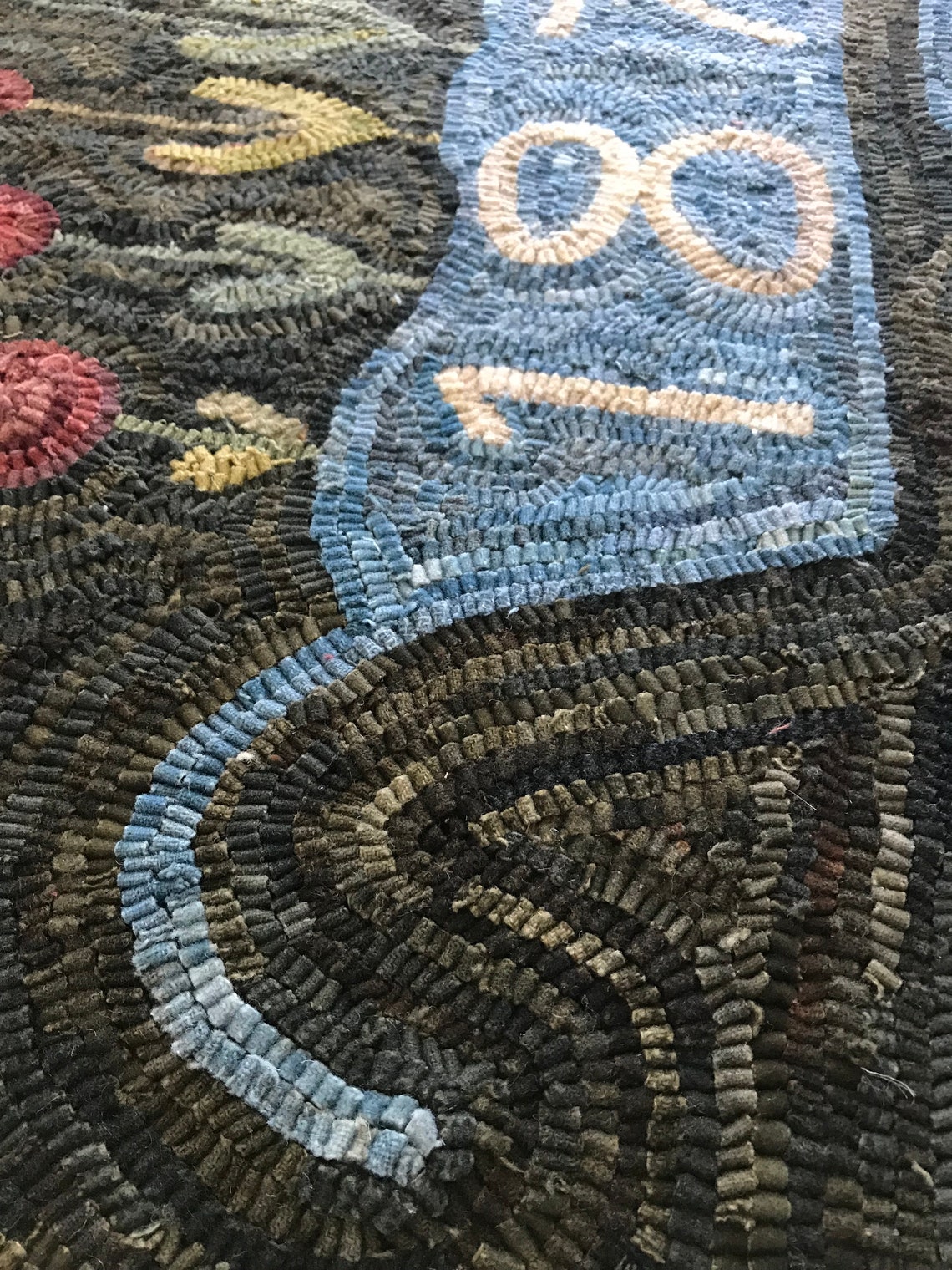 Primitive American Folk Art Wool Hooked Rug Patriotic Tulips - Etsy