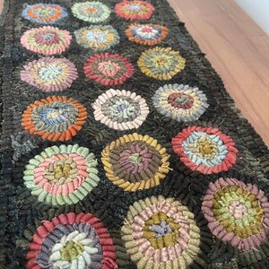 Primitive Folk Art Hooked Penny Rug Table Runner Early Style - Etsy