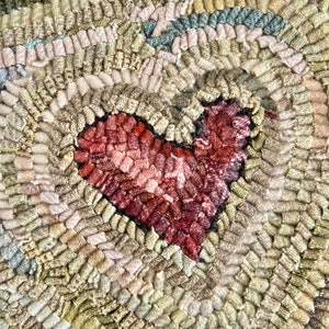 Primitive Folk Art Wool Hooked Rug ~ Antique Flowers and Hearts - Etsy