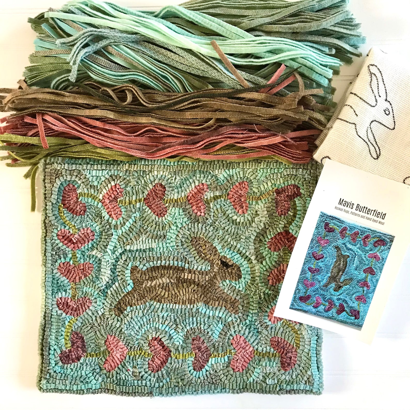 RUG HOOKING KIT Bunny Love on Linen With Hand Dyed Wool - Etsy