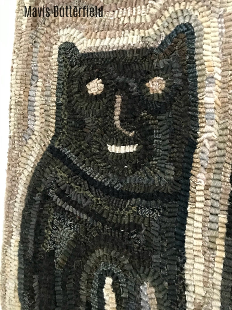 Primitive Cat Folk Art Wool Large Twin Kitties Hooked Rug - Etsy