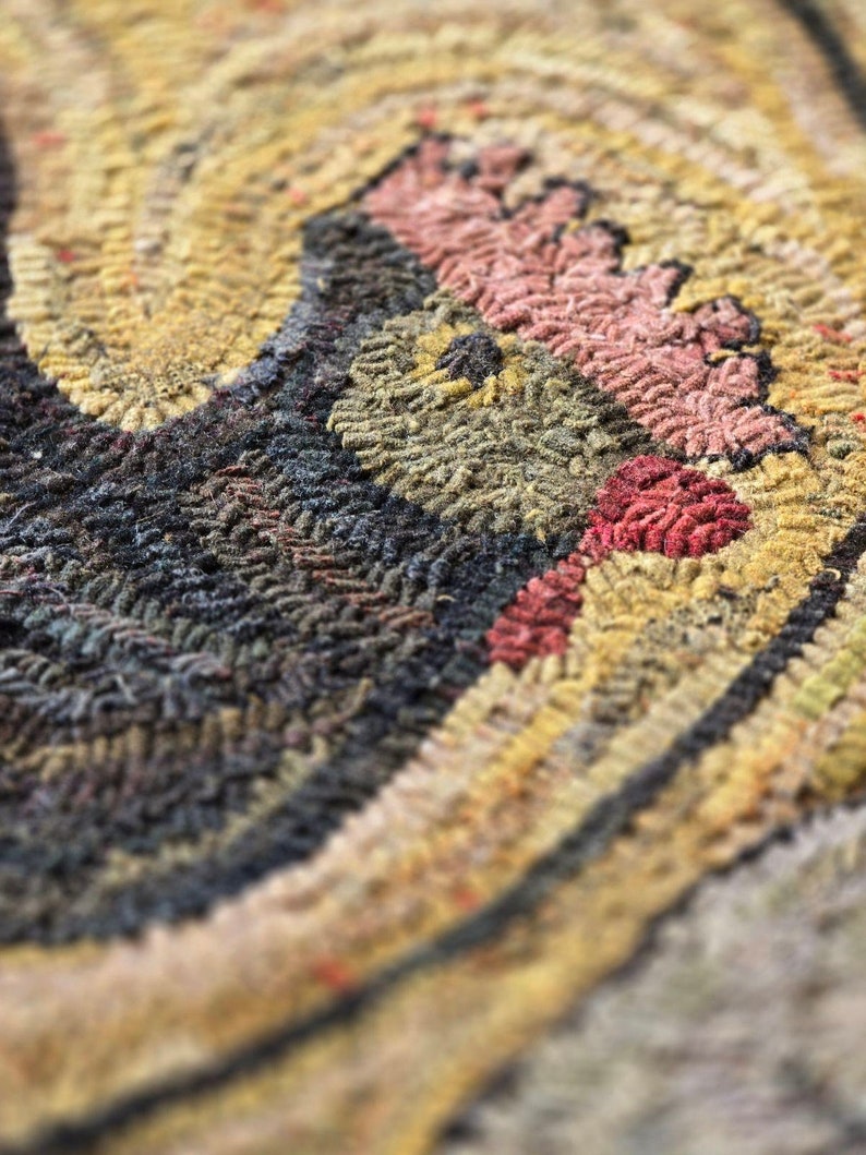 Primitive Folk Art Hooked Rug ~ Three Roosters ~ Early Style - Etsy