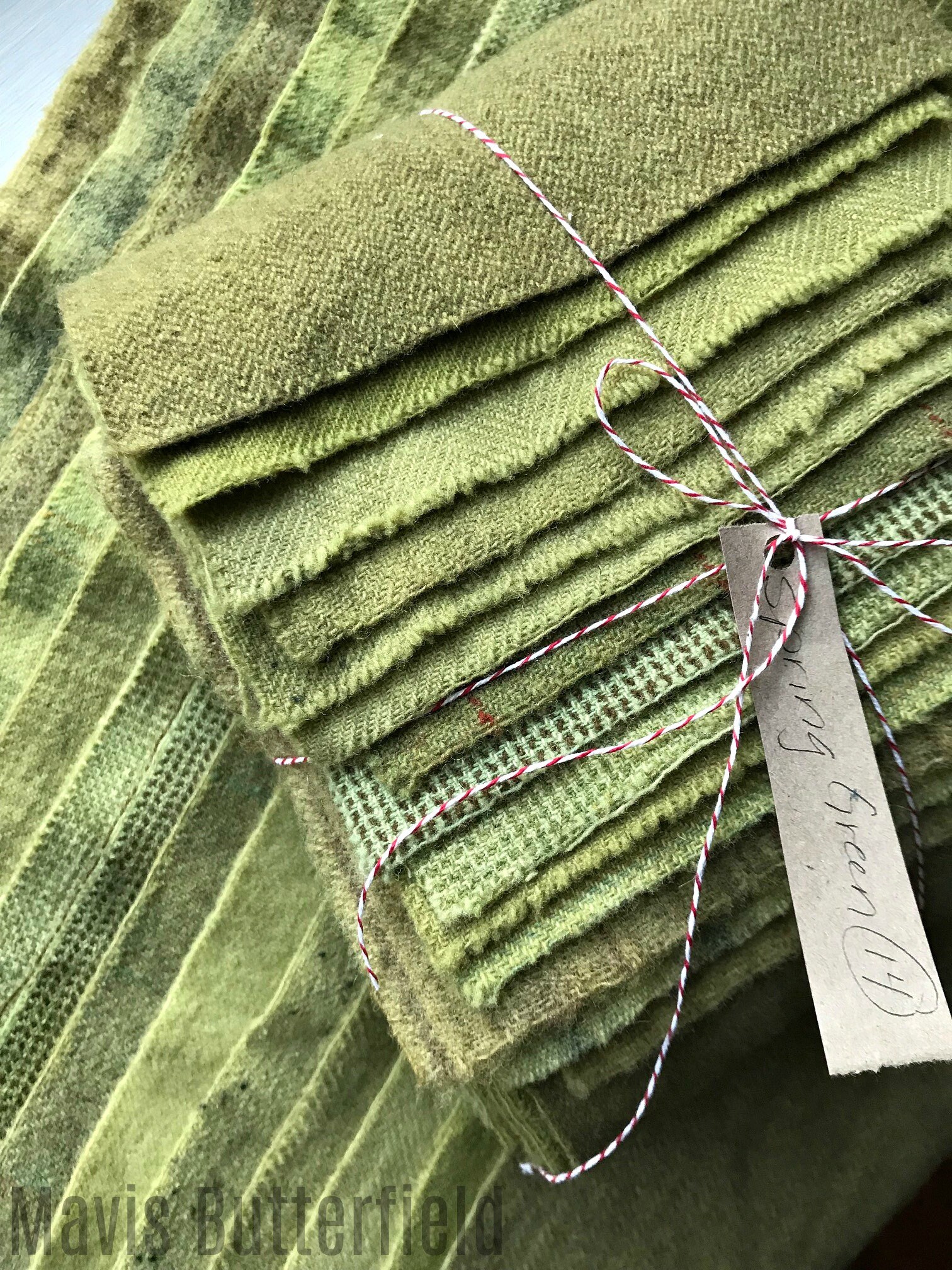 Hand Dyed Wool Fabric, 14 Spring Green Fat 1/16 Sixteenth for Primitive ...